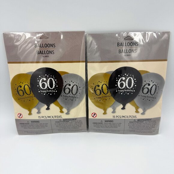 Mixed | Party Supplies | Lot Of 3 60th Birthday Gold Silver Black ...